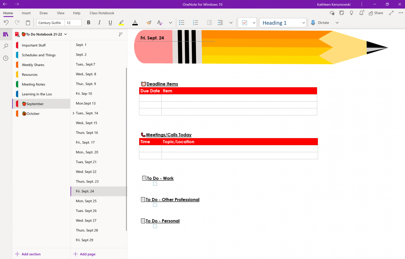 Daily To-Do with OneNote – Kerszi